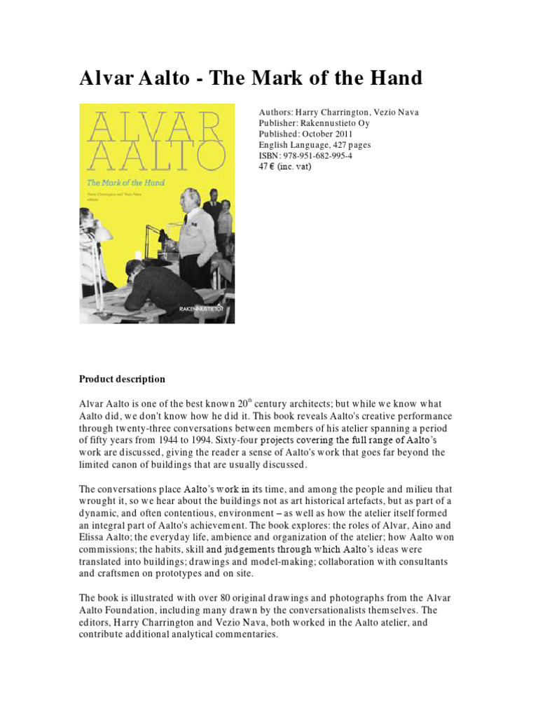 Synopsis Alvar Aalto The Mark of The Han | PDF