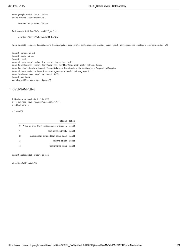 BERT - Kofind - Ipynb - Colaboratory | PDF