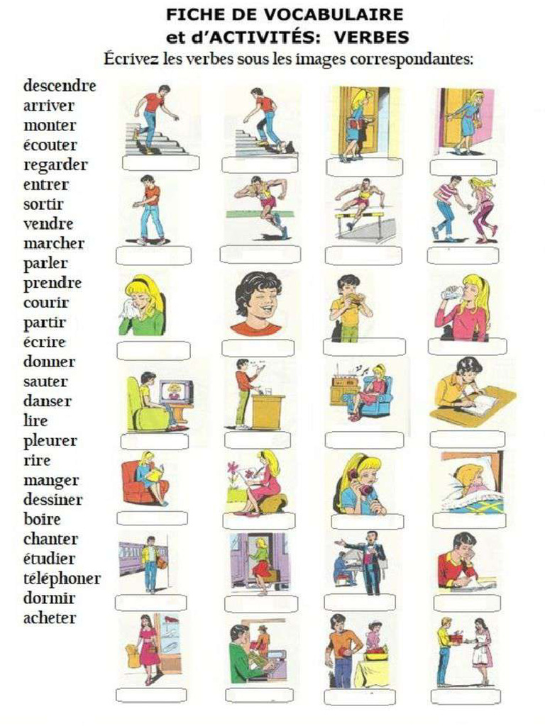 Liste des verbes en français worksheet | PDF