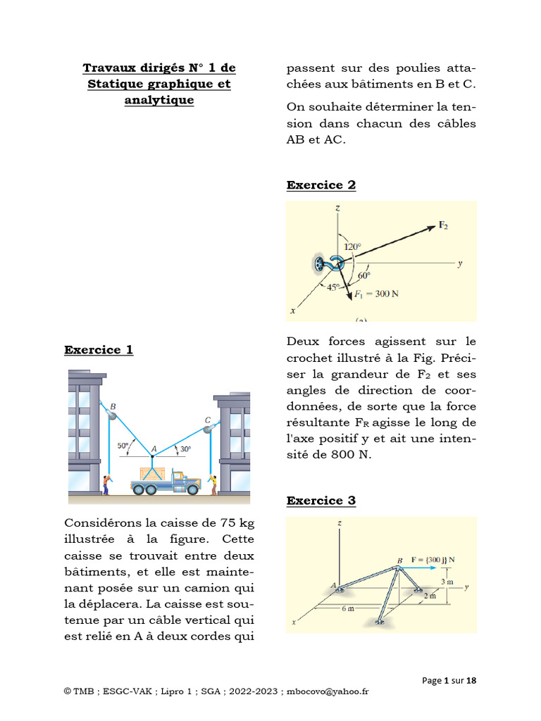 TD de Statique ESGC-VAK 2022-2023 VF | PDF