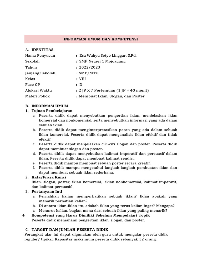 MODUL IKLAN SLOGAN POSTER | PDF