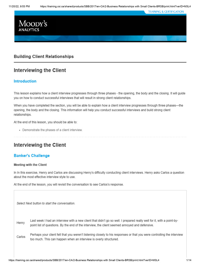 Interviewing The Client | PDF