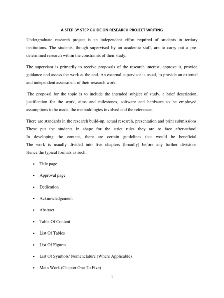 A Step by Step Guide On Research Project Writing For Universities ...