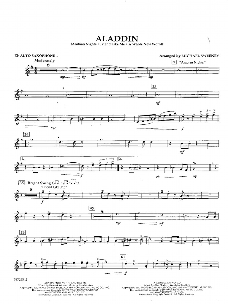Aladdin - Sax Alto 1-2 | PDF