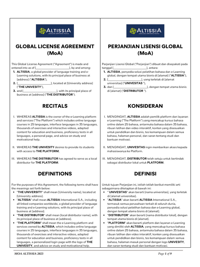 Global License Agreement | PDF | Common Law | Private Law