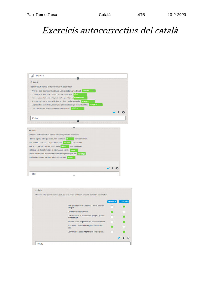 Exercicis Autocorrectius Del Català | PDF