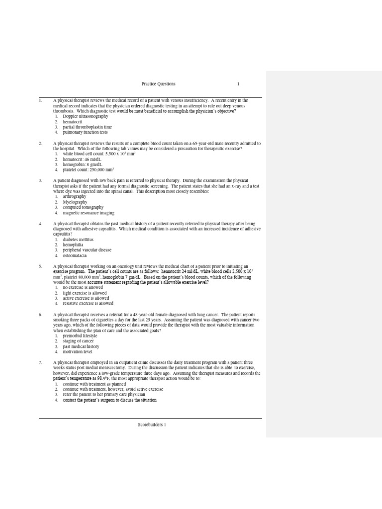 Score | PDF | Physical Therapy | Blood Pressure