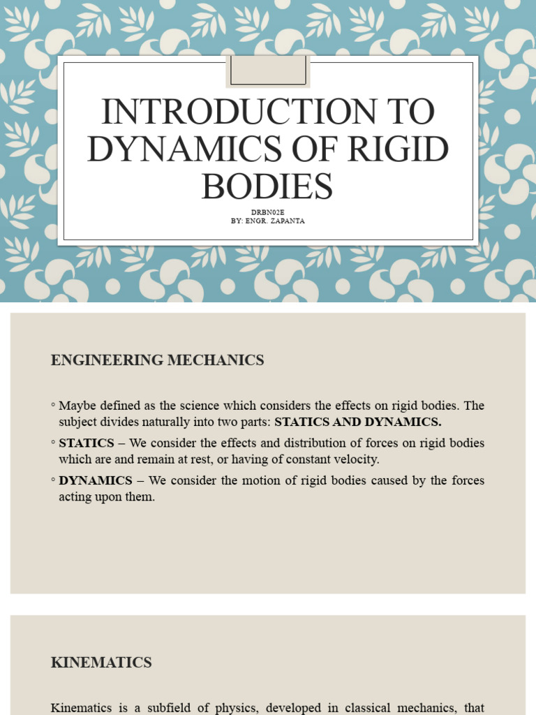 Introduction To Dynamics of Rigid Bodies | PDF | Acceleration | Velocity
