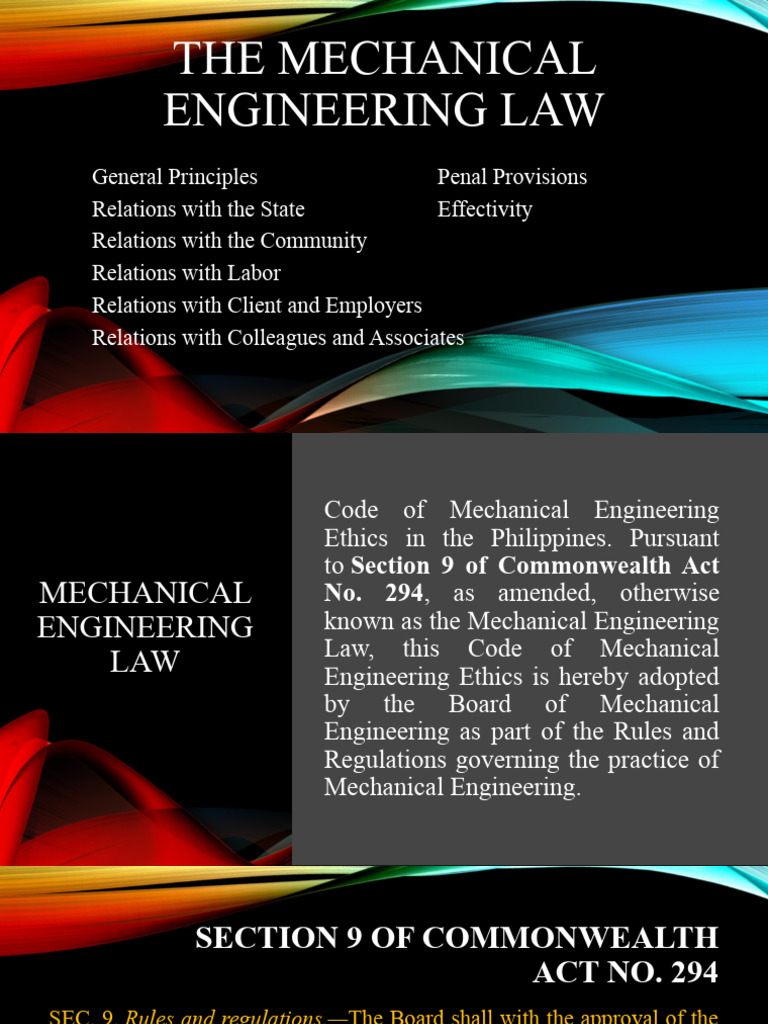 Week 5-6 The Mechanical Engineering Law | PDF | Employment | Engineer