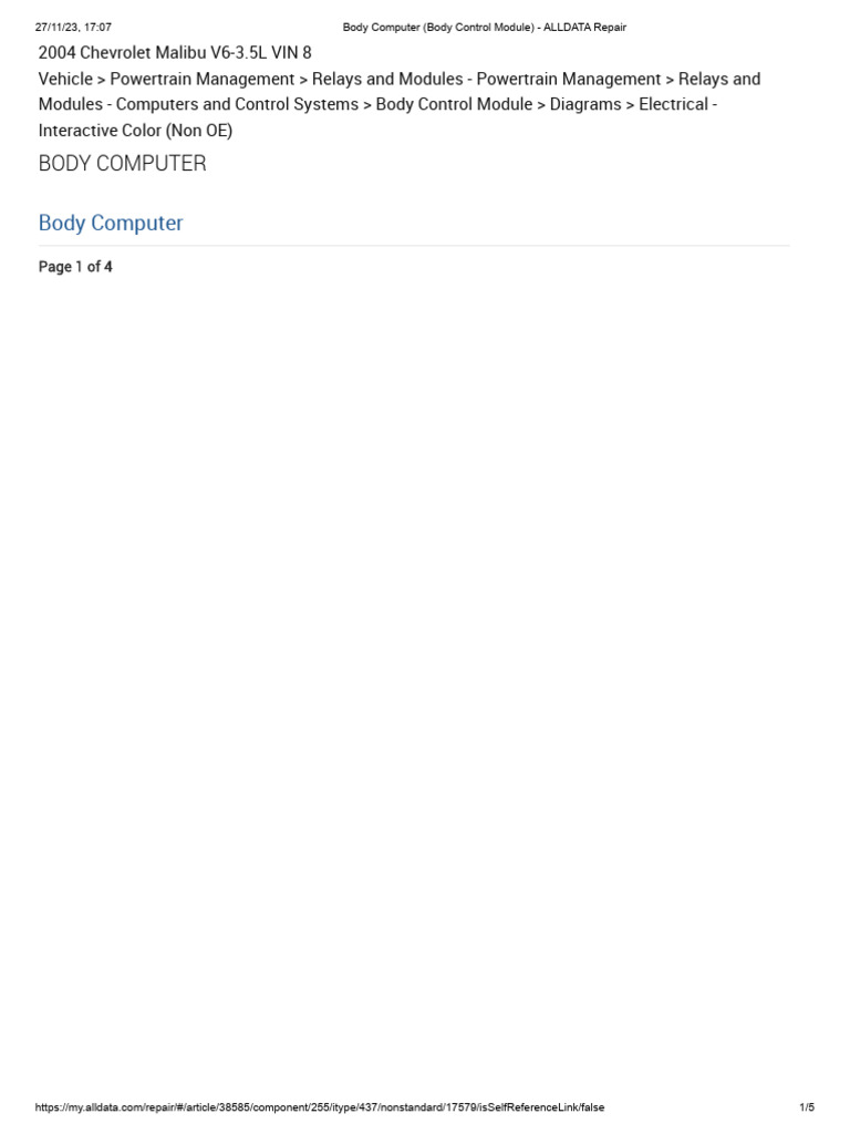 Body Computer (Body Control Module) Malibu 04 | PDF