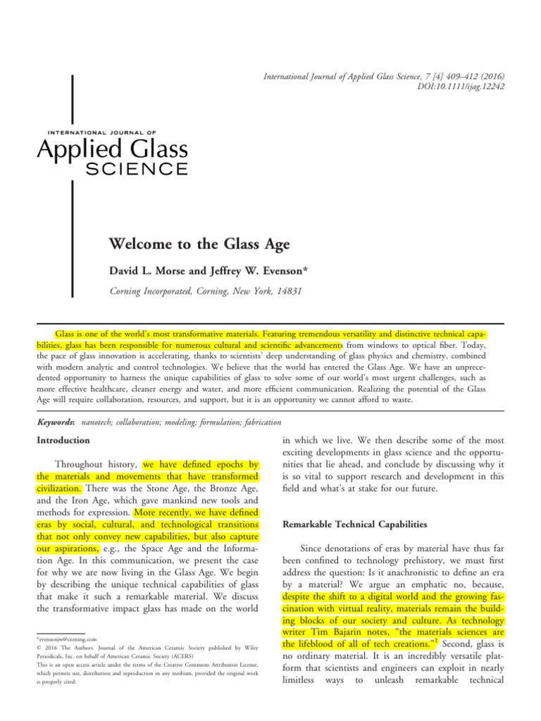 Glass Age | PDF | Glasses | Science