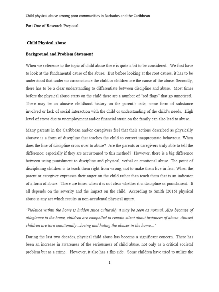 Child Abuse in Barbados: A Study Proposal | PDF | Child Abuse | Child ...