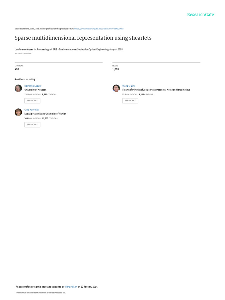 Sparse Multidimensional Representation Using Shearlets | PDF | Teaching Methods & Materials ...