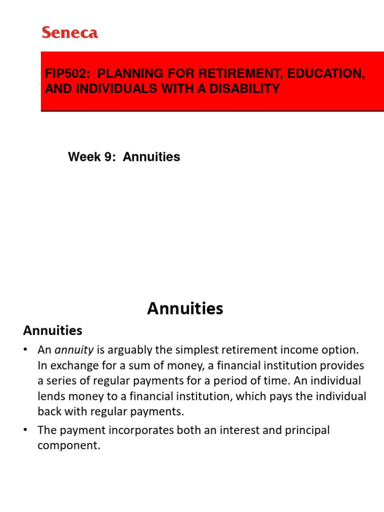Week 10 - Annuities | PDF