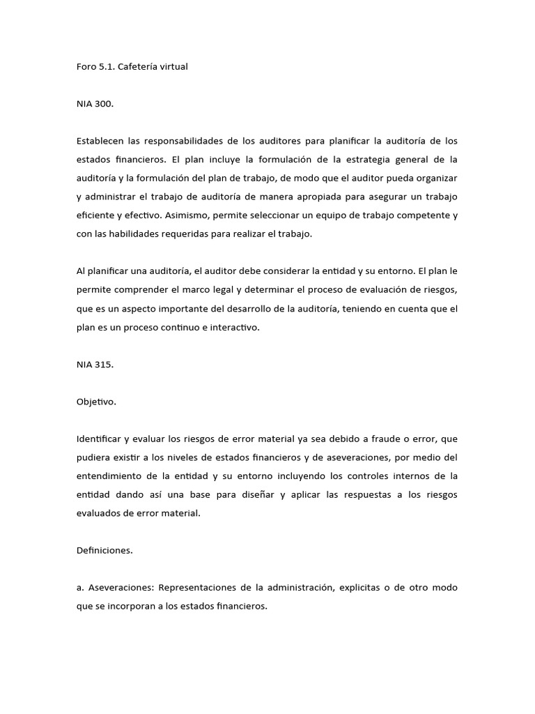 Planificación de Auditoría en Cafetería | PDF