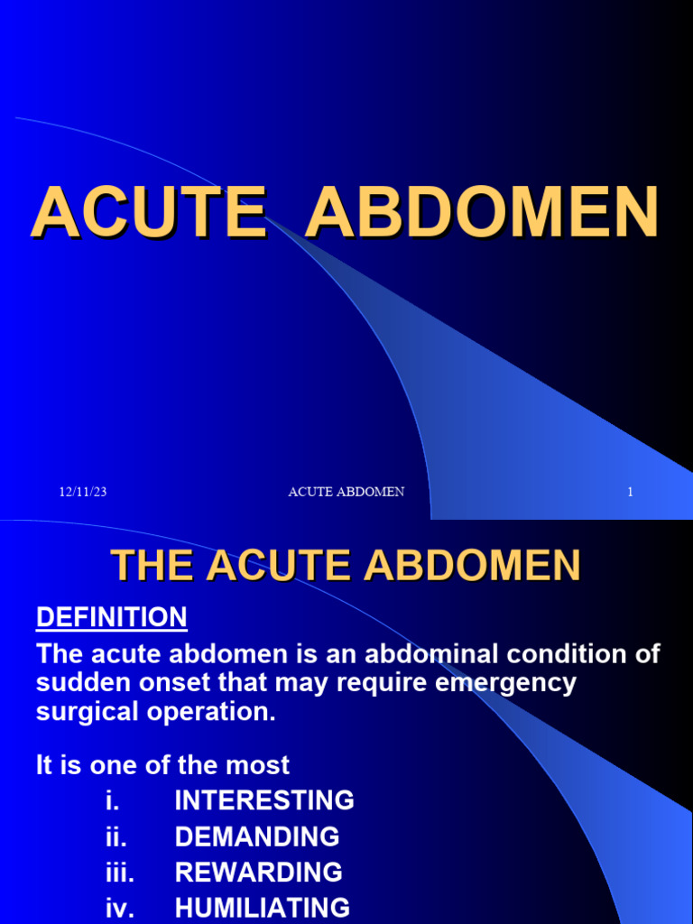 Acute Abdomen | PDF | Abdomen | Nausea