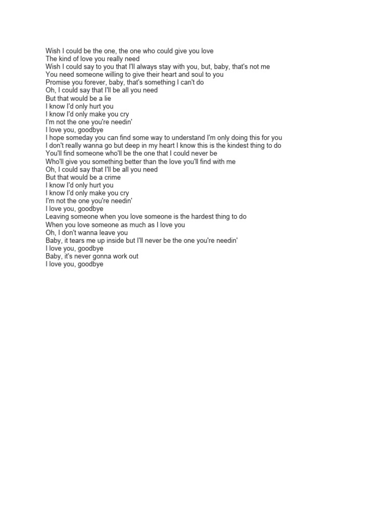 I Love You Goodbye Lyrics | PDF