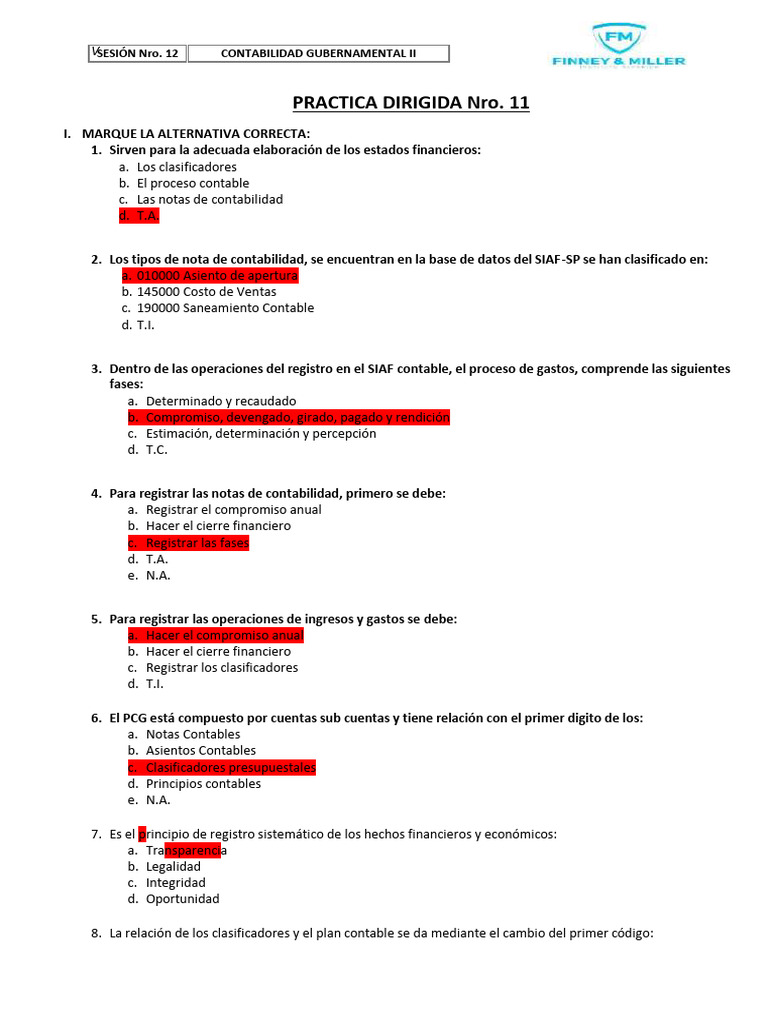 Practica Dirigida Nro 11 | PDF | Contabilidad | Economias