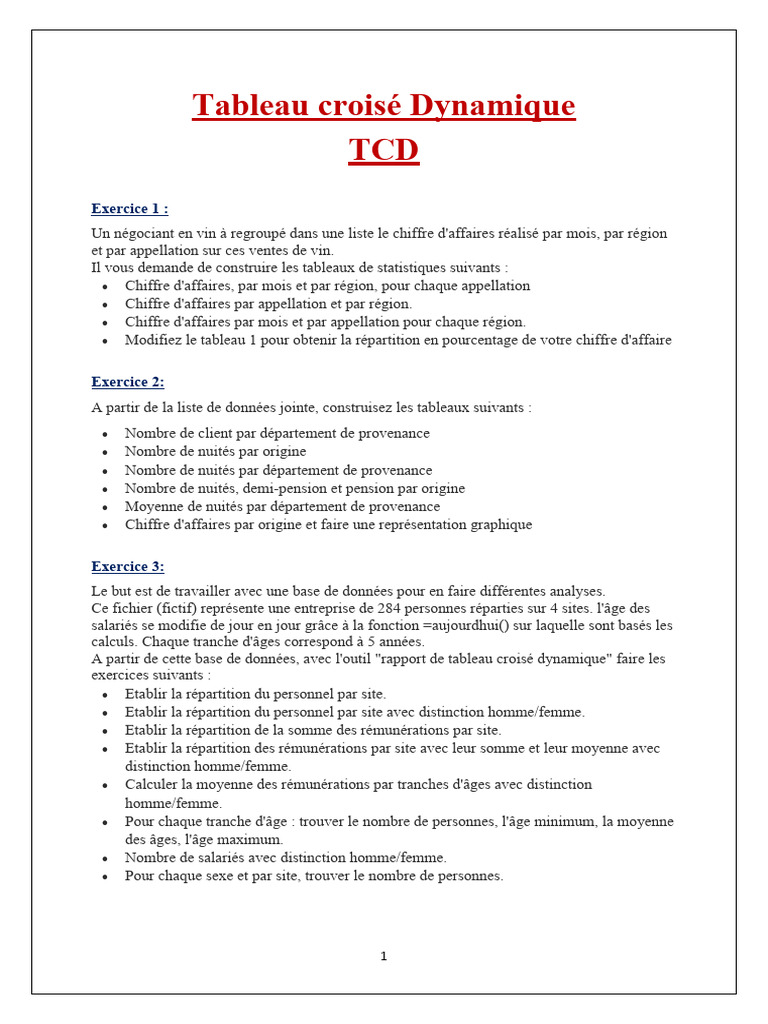 Exercices TCD | PDF