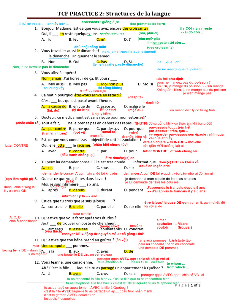 Grammaire Revision 2 Corrige Final | PDF