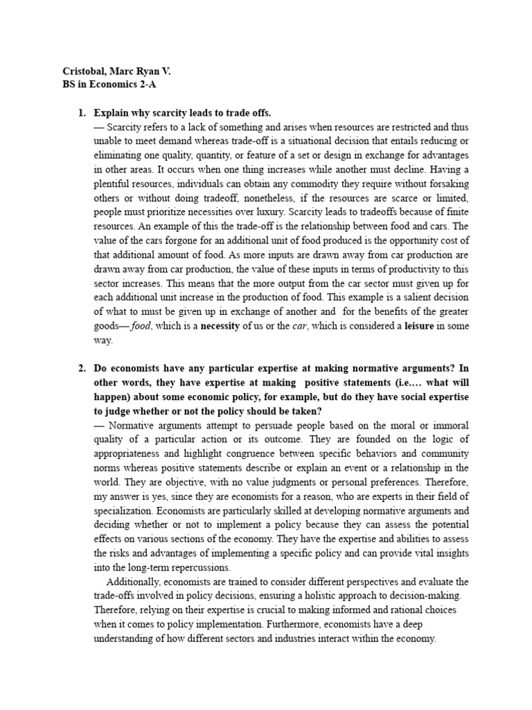 Understanding Scarcity and Trade-offs in Economics | PDF