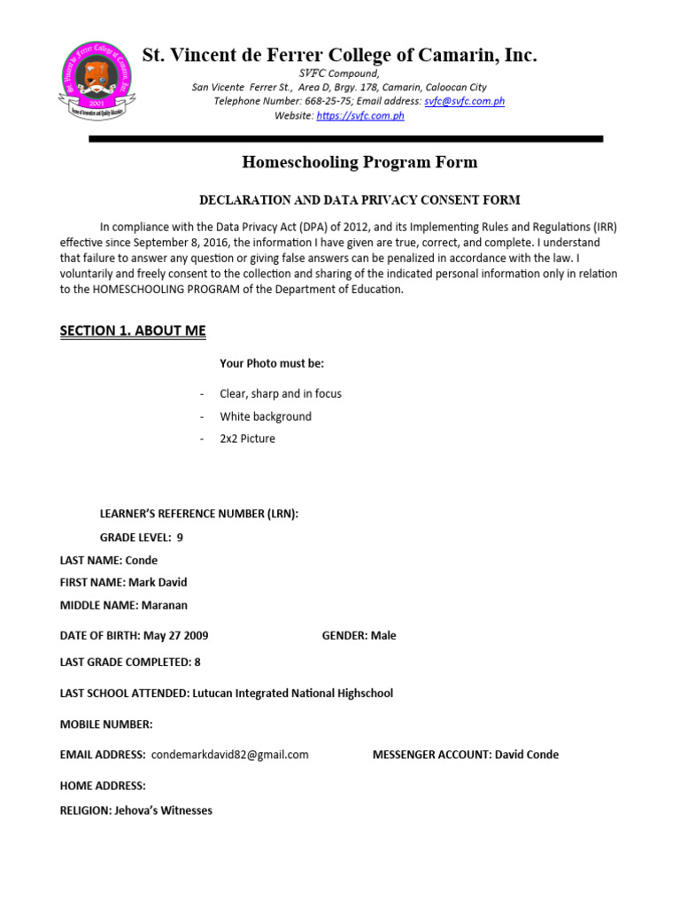 H2 Homeschooling Program Form 3 | PDF