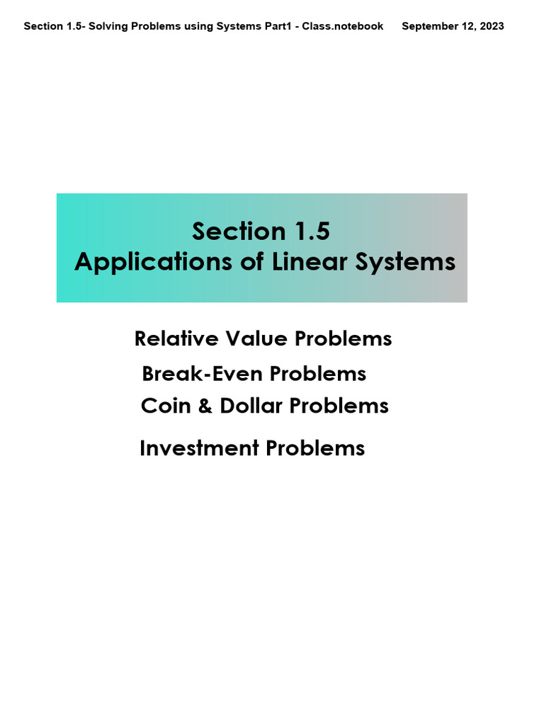 Linear Systems Problem Solving | PDF | Computers
