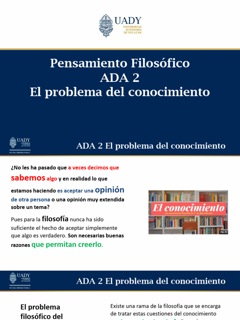 ADA 2 El Problema Del Conocimiento | PDF | Conocimiento | Certeza