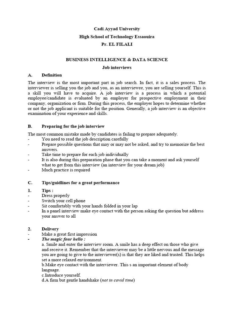 Job Interviews BIDS | PDF | Job Interview | Cognition