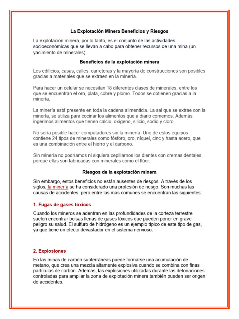 Explotacion Minera | PDF | Minería | Minerales