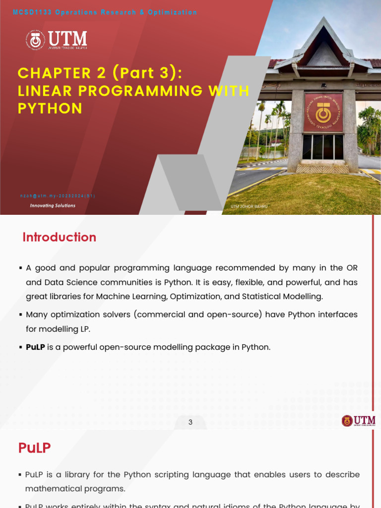 Chapter 2 Linear Programming Part 3 Python Pdf