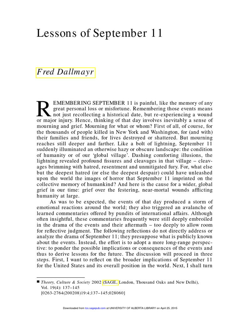 Lesson of September 11 | PDF | Organisation Of Islamic Cooperation