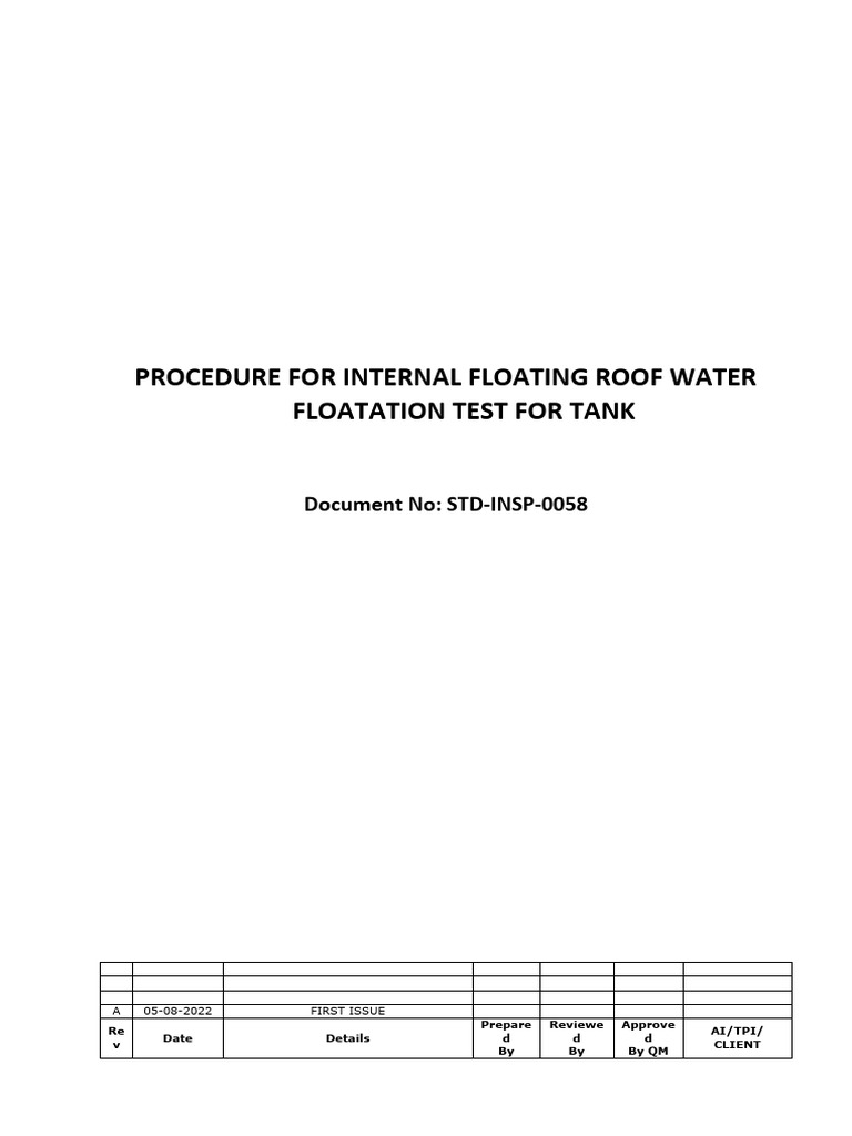 Std-Insp-0058 (Procedure For Internal Floating Roof Water Floatation ...