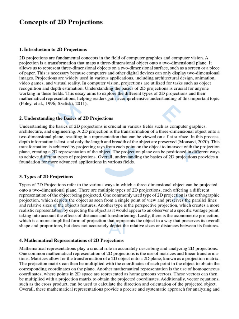 Concepts of 2D Projections | Download Free PDF | 2 D Computer Graphics | 3 D Computer Graphics