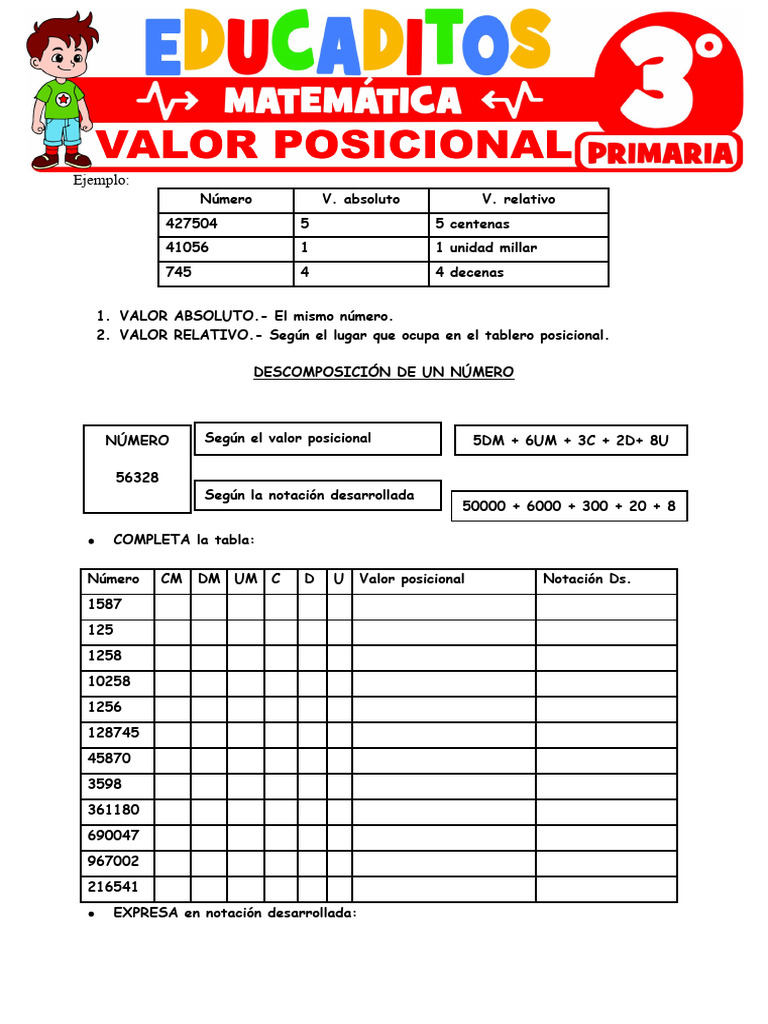 Hojas De Trabajo Sobre Redondeo Y Valor Posicional Para Tercer Grado