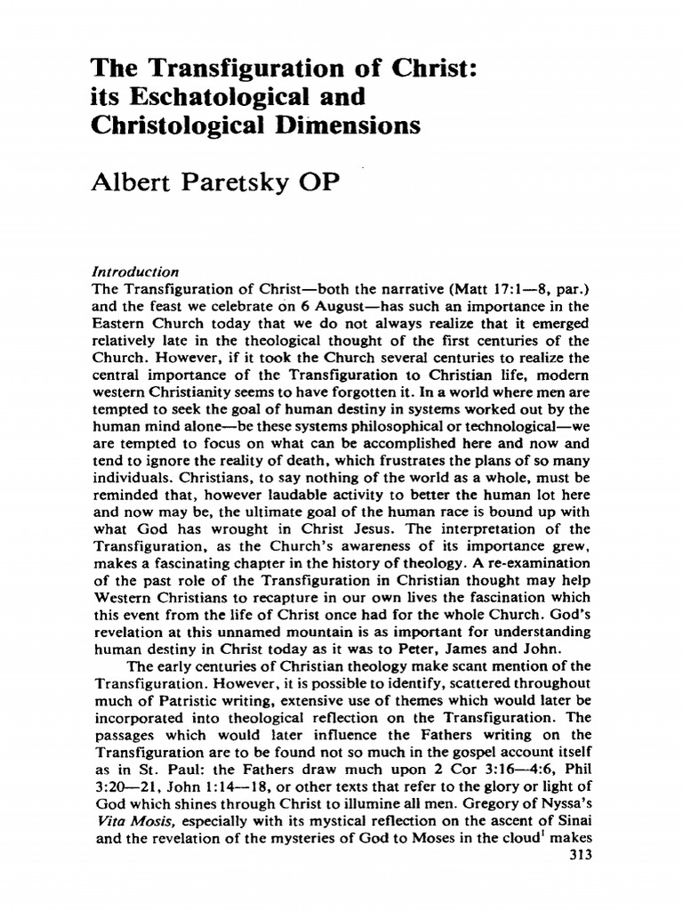 The Transfiguration of Christ Its Eschatological j Annas Archive | PDF | Glory (Religion) | Jesus