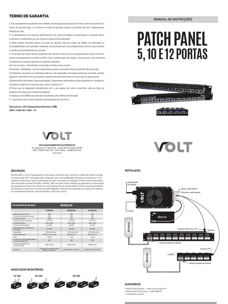MANUAL-DO-USUARIO-PATCH-PANEL | PDF | Fusível (elétrico) | Rede de computadores
