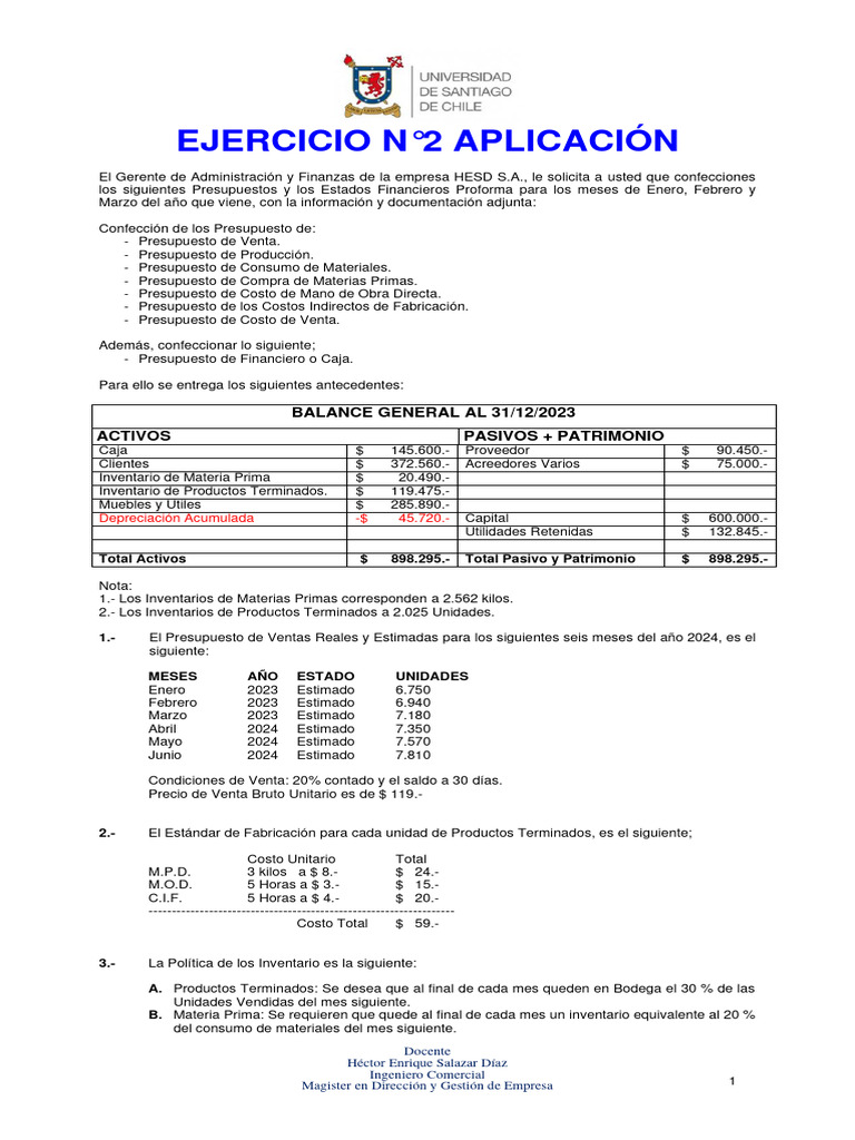Ejercicio N2 Presupuesto Operacional y Financiero2s2023 543038 | PDF