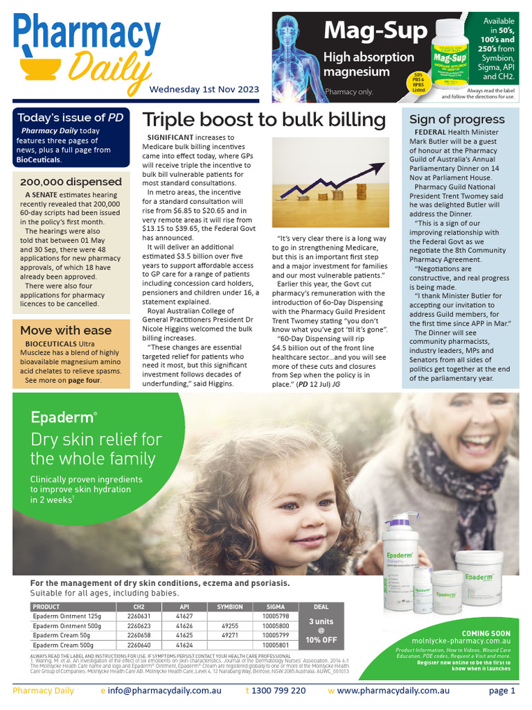 Pharmacy Daily 01st Nov 2023 | PDF | Dementia | Pharmacy
