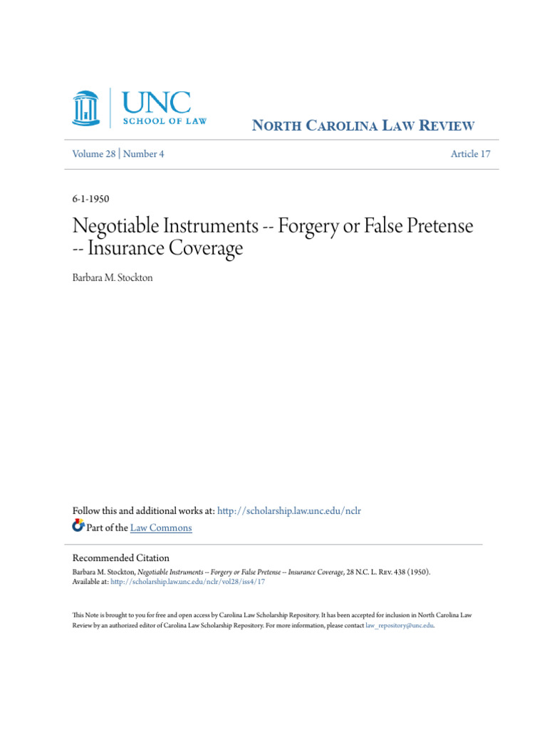 Negotiable Instruments Forgery or False Pretense Insurance | PDF ...