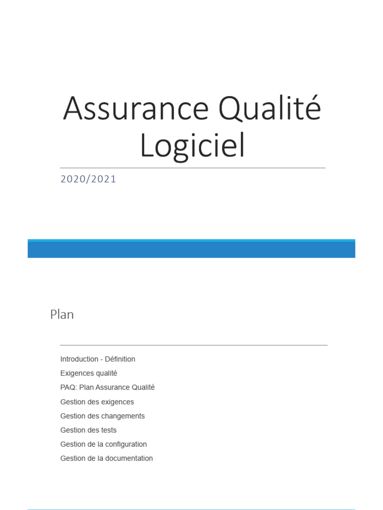 Assurer la Qualité Logicielle | PDF