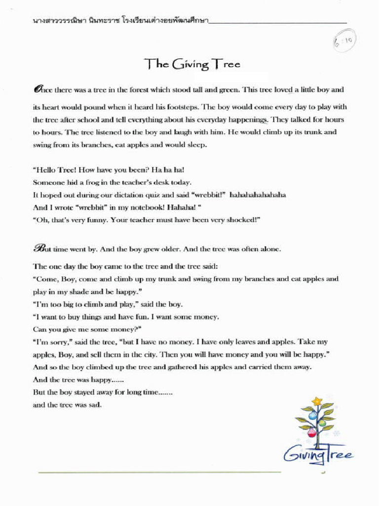 Giving Tree Story | PDF