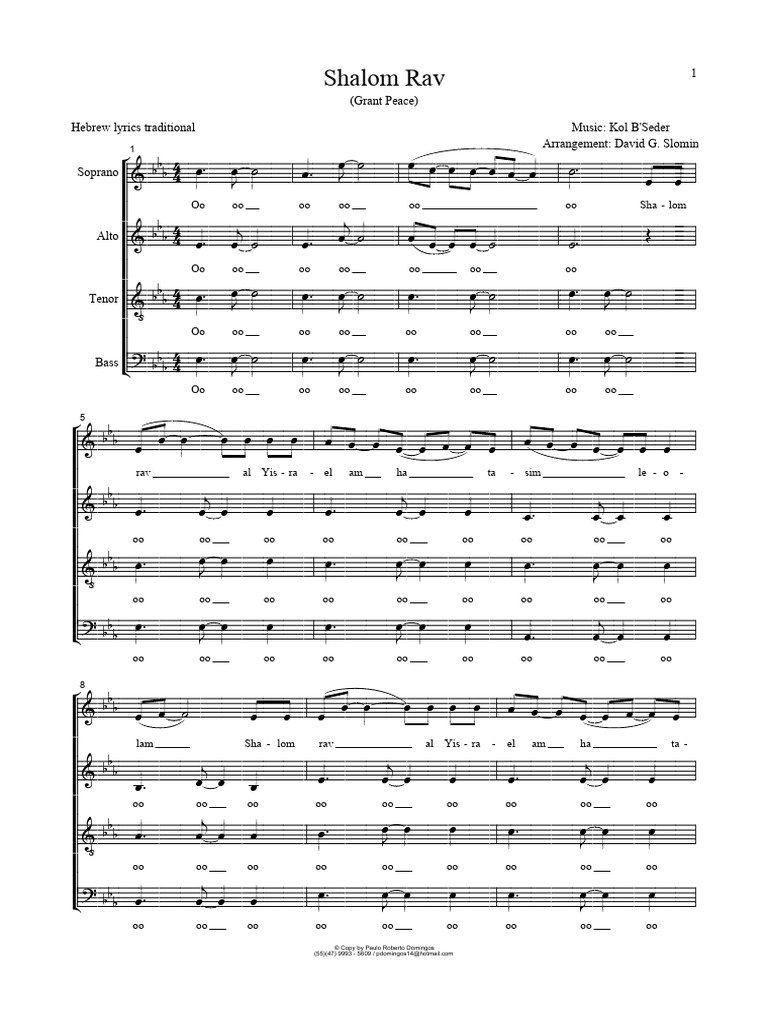 Shalom - Rav (SATB) | PDF