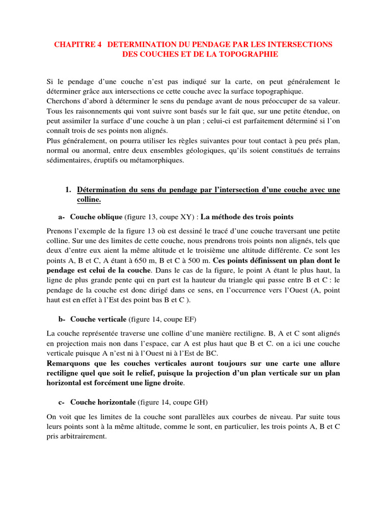 Détermination du pendage des couches | PDF