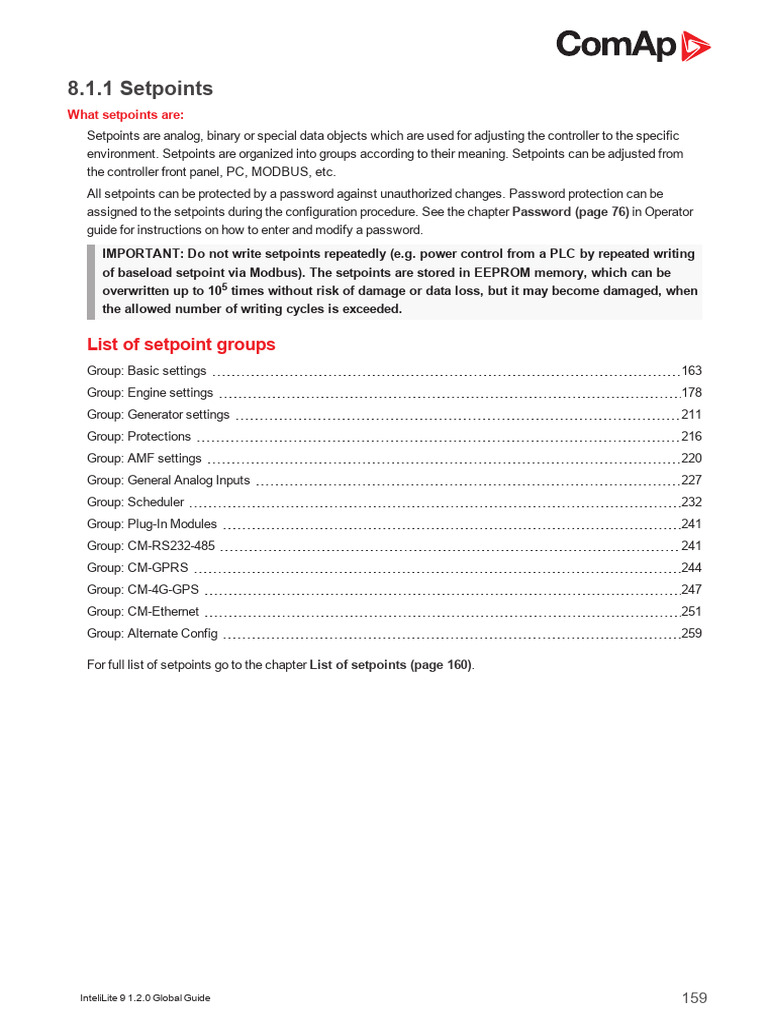 Setpoints Configuration Guide | PDF