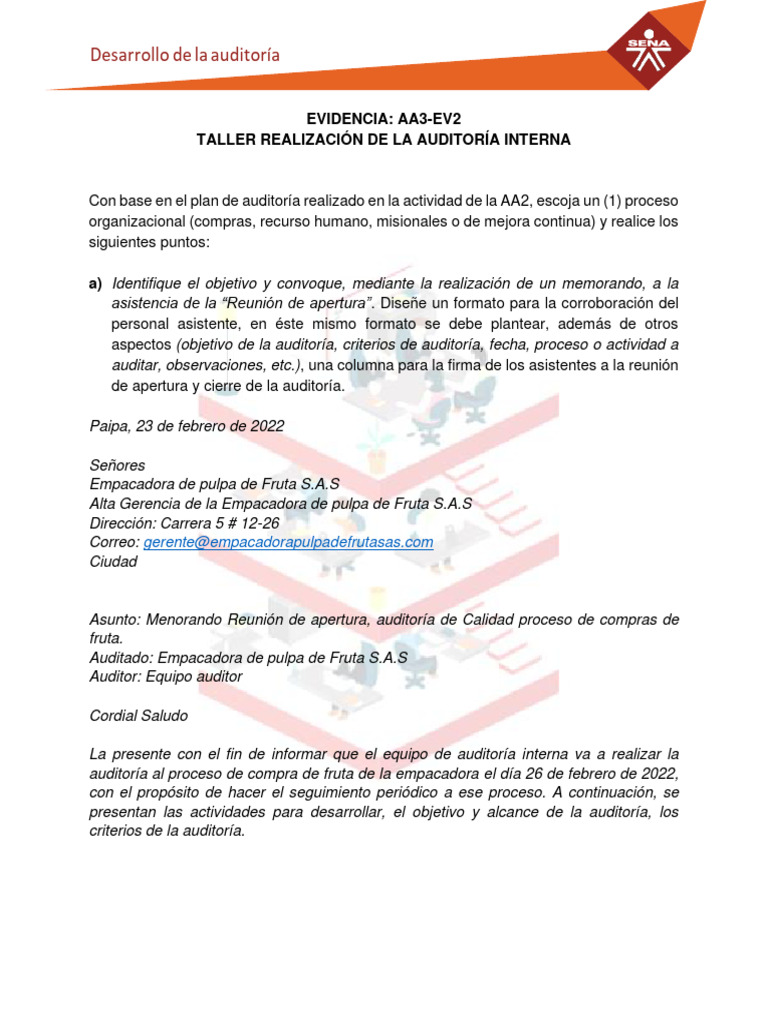 Formato_Evidencia_AA3_Ev2_Taller | PDF | Auditoría | Sistema de manejo ... Formato_Evidencia_AA3_Ev2_Taller | PDF | Auditoría | Sistema de manejo ...