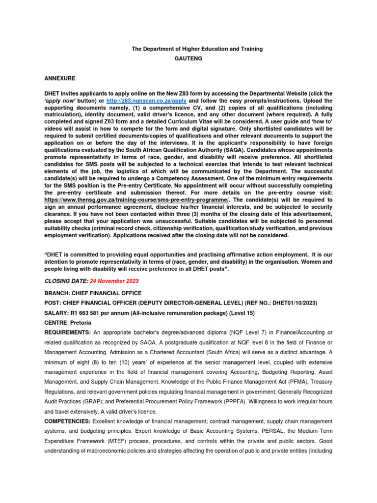 DHET Advertisement October 2023 | Download Free PDF | Vocational ...