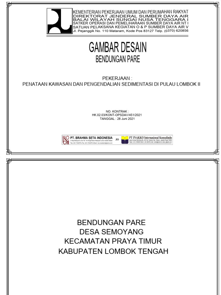 Gambar Desain Penataan Kawasan Bendungan Pare | PDF