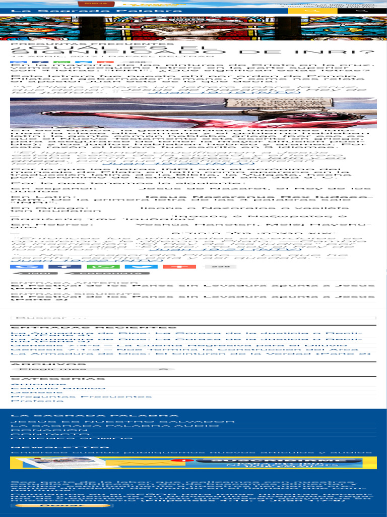 ¿Cuál Es El Significado de INRI La Sagrada Pal | PDF