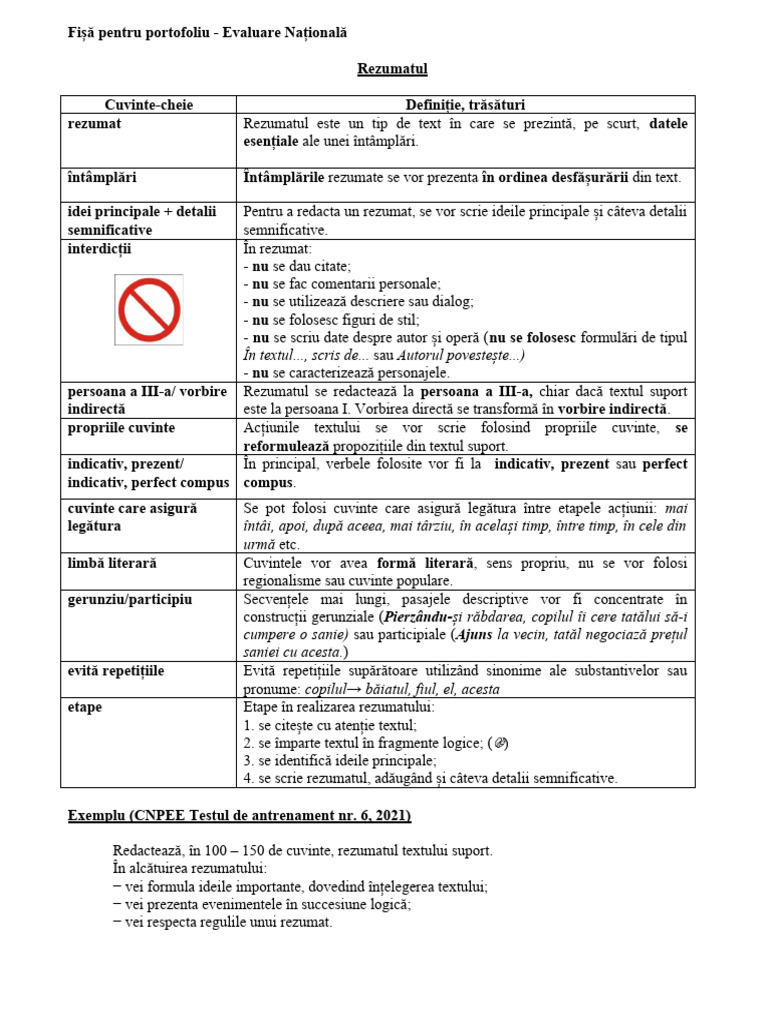 1 Fisa Pentru Portofoliu Rezumatul en | PDF